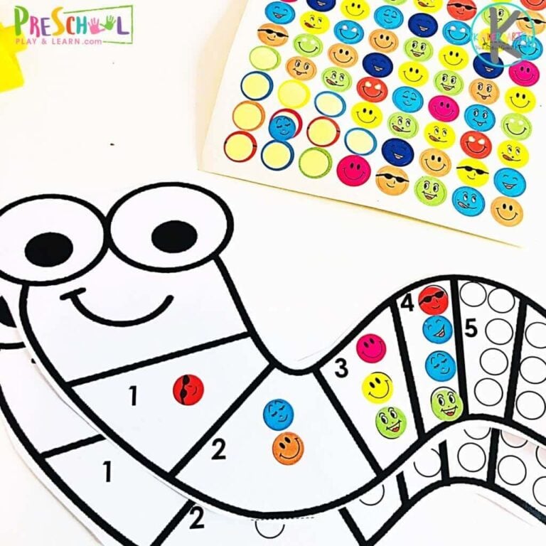 FREE Printable Silly Worm Counting to 10 with Stickers