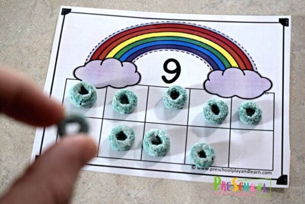 🌈 FREE Printable Fruit Loops Preschool Ten Frame Math Activity