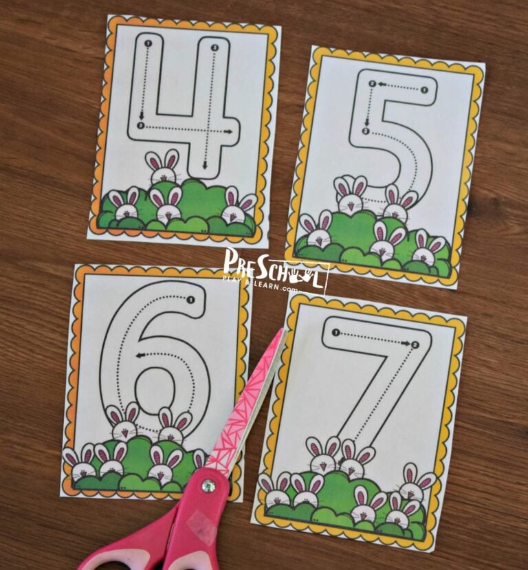 🐰 FREE Spring Count and Trace Number Flashcards Printable
