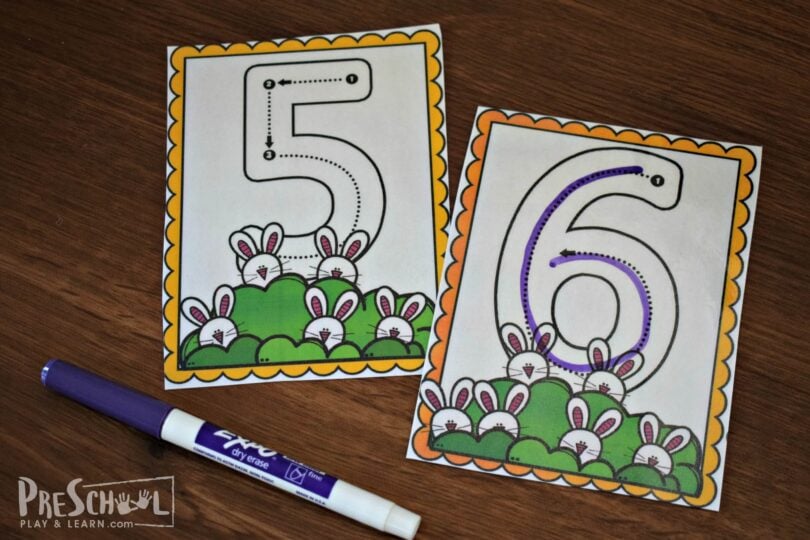 🐰 FREE Spring Count and Trace Number Flashcards Printable