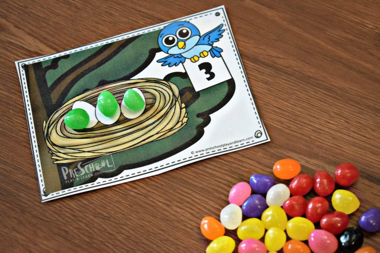Spring Bluebird Counting Activity for Preschoolers w/ FREE Printable