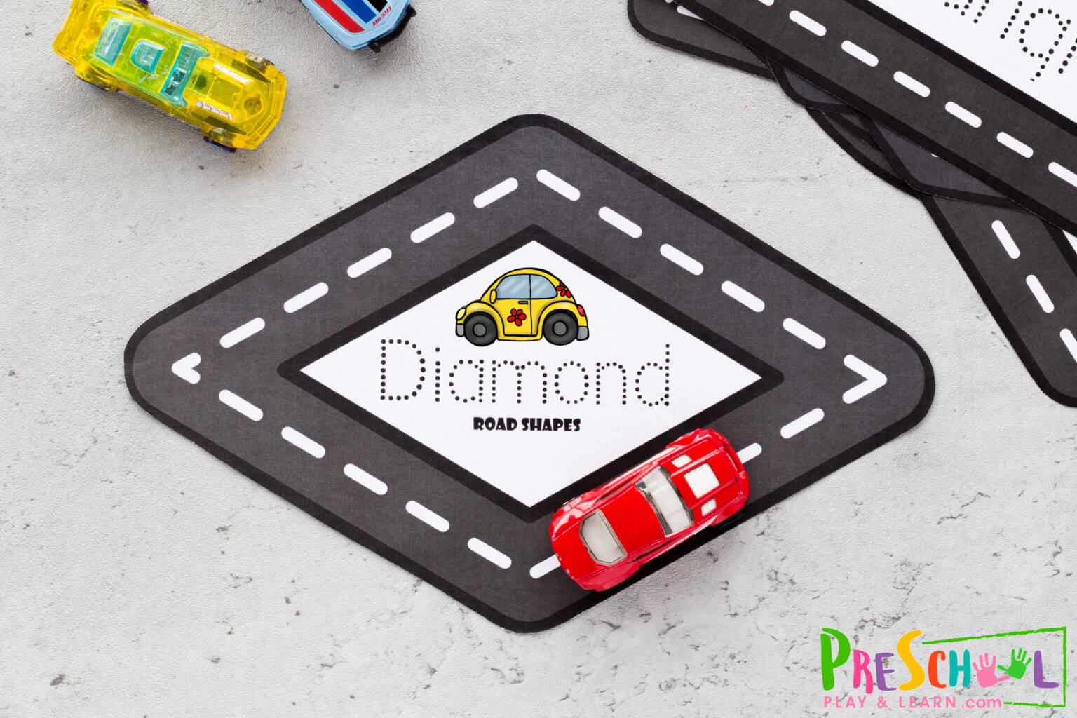 🚗 FREE Printable Road Shape Mats - Shapes Activity for Preschoolers
