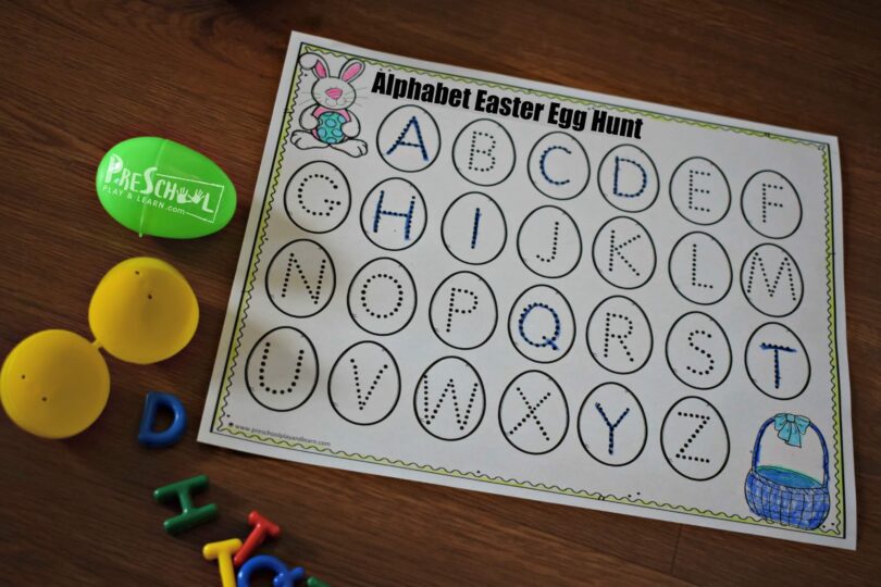 Alphabet Easter Egg Hunt for Preschoolers w/ FREE Printable