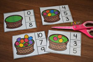 Easter Math Counting Activity for Preschoolers with Count & Clip Cards