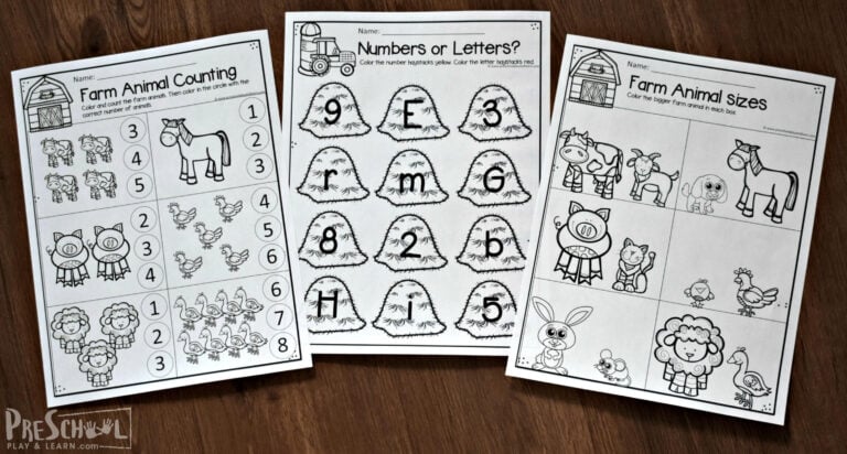 🚜 FREE Printable Farm Worksheets and Activities for Preschool
