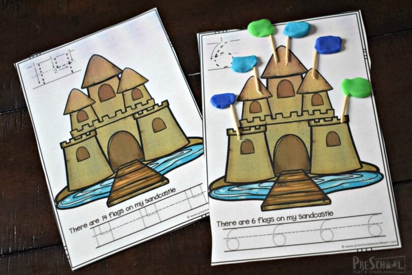 FREE Summer Count & Trace w/ Sand Castle Activities for Preschoolers