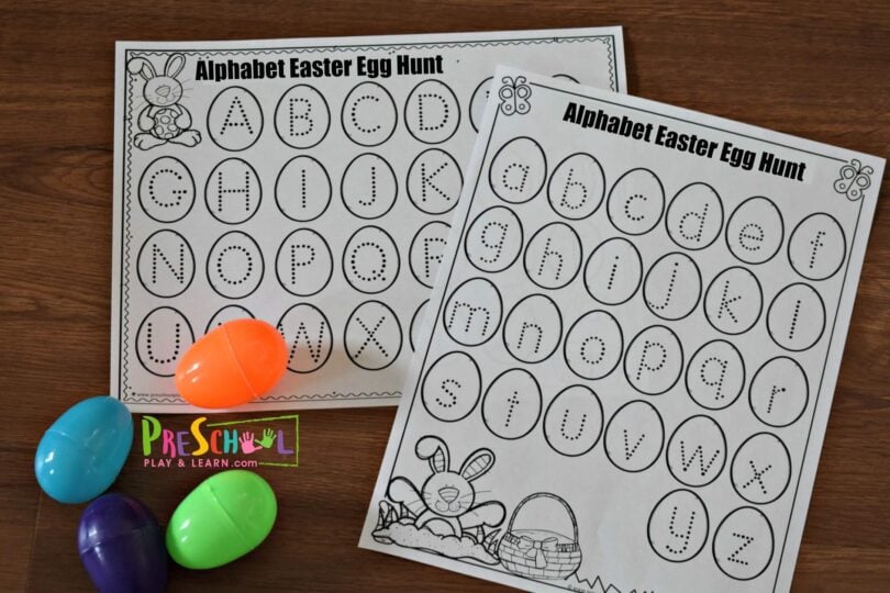 Alphabet Easter Egg Hunt for Preschoolers w/ FREE Printable