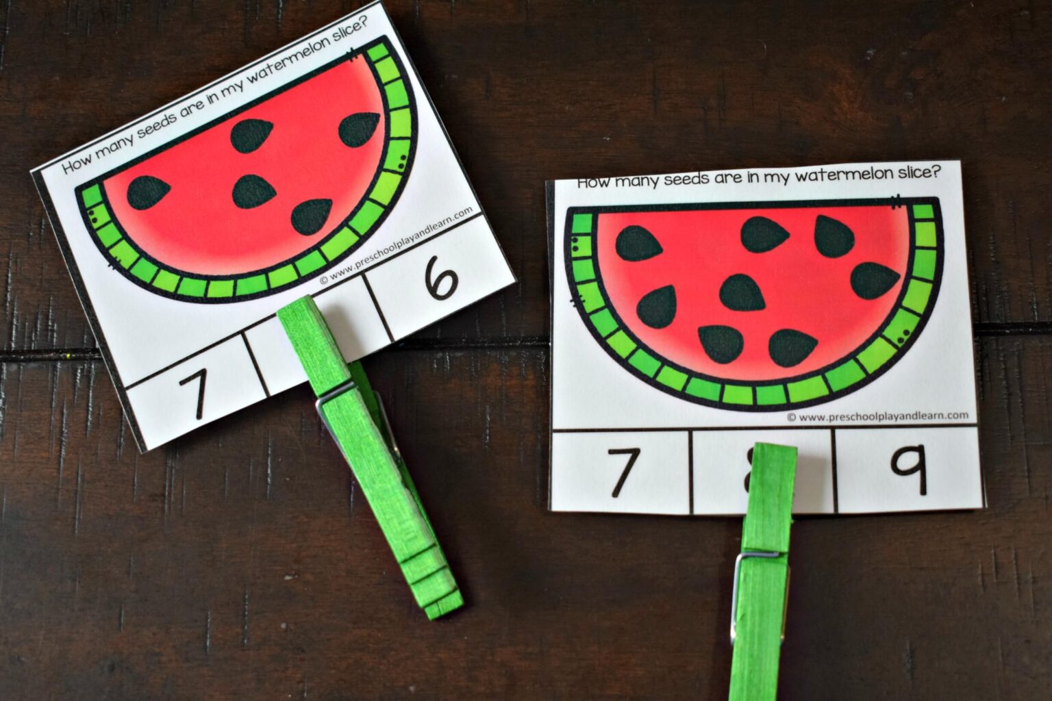 🍉 FREE Watermelon Count to 10 Clip Cards
