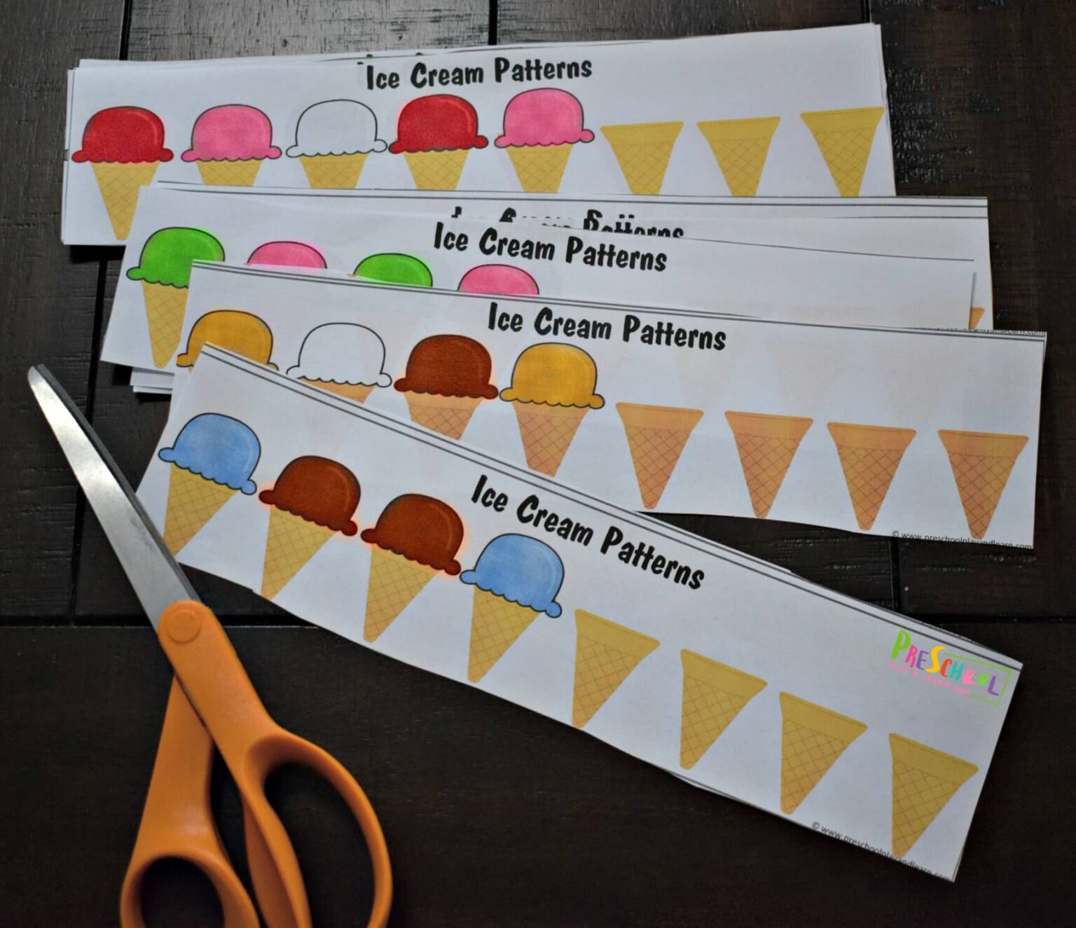 FREE Playdough Ice Cream Patterns Printable for Kids
