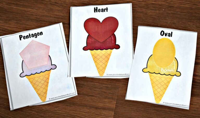 🍦 FREE Shape Ice Cream Playdough Mats Printable Activity