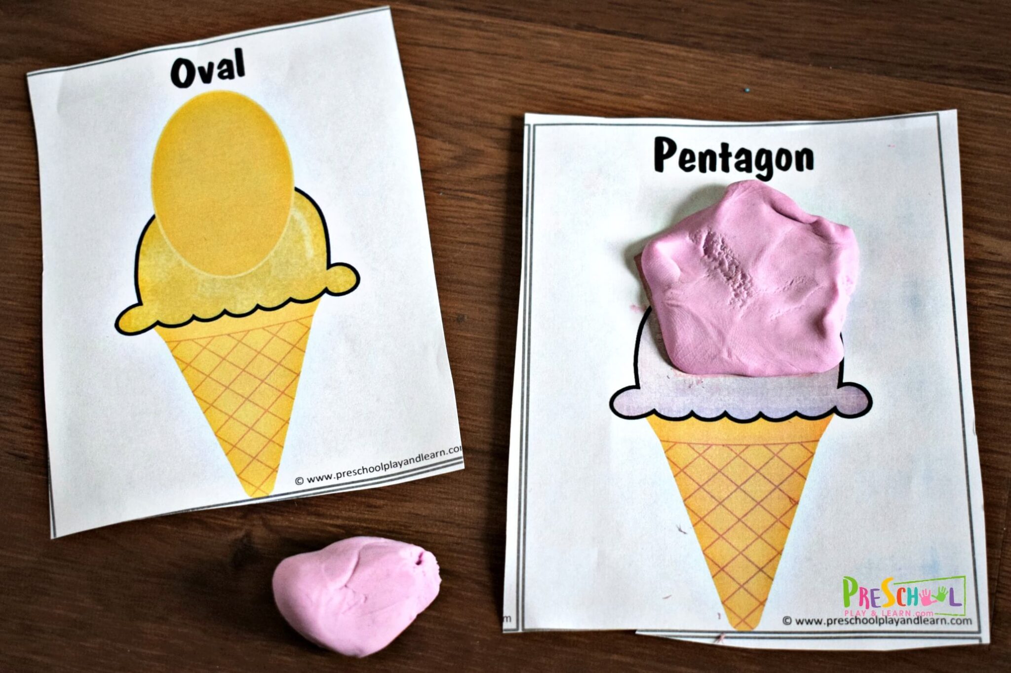 🍦 FREE Shape Ice Cream Playdough Mats Printable Activity