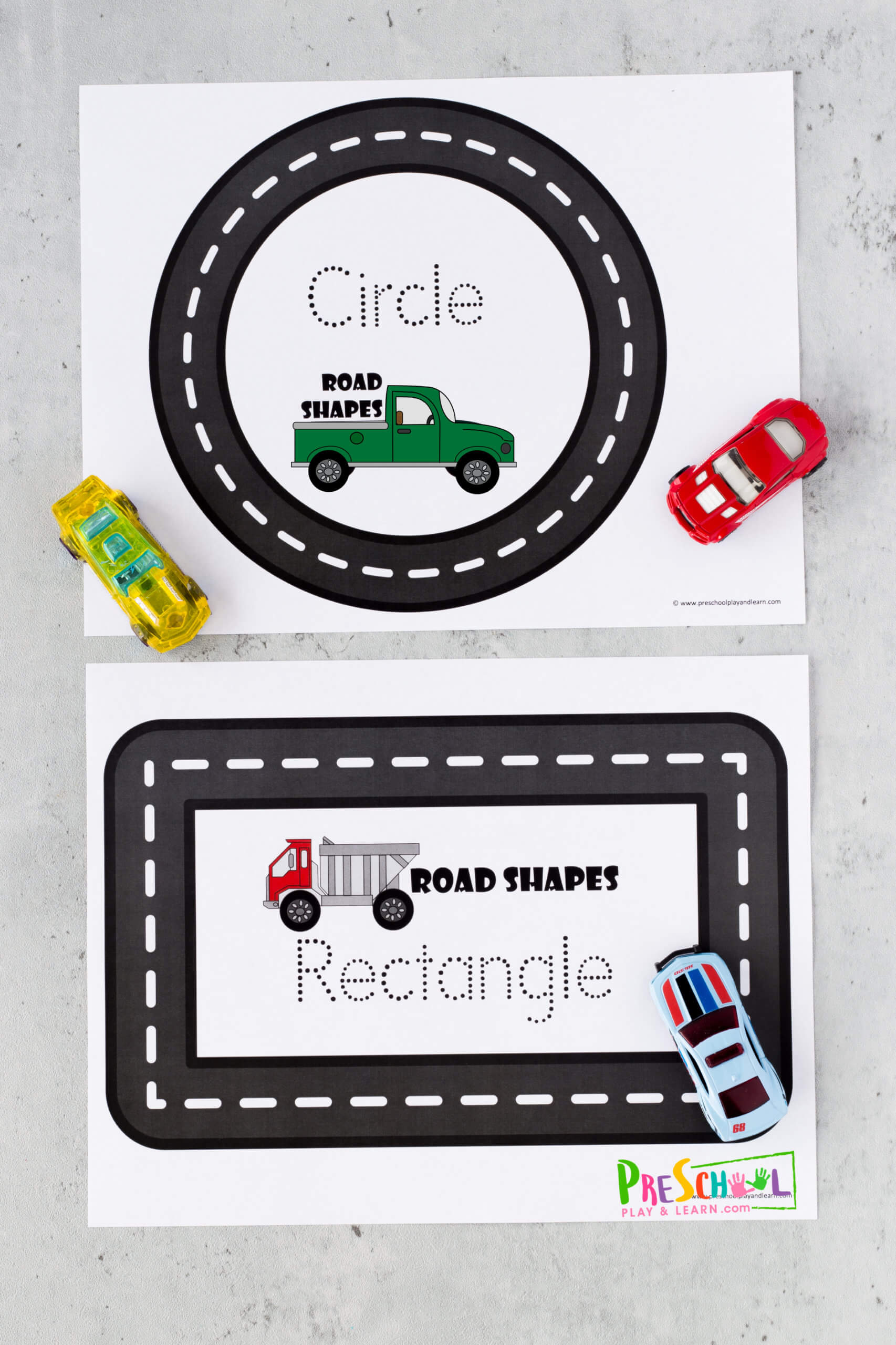 🚗 FREE Printable Road Shape Mats - Shapes Activity for Preschoolers