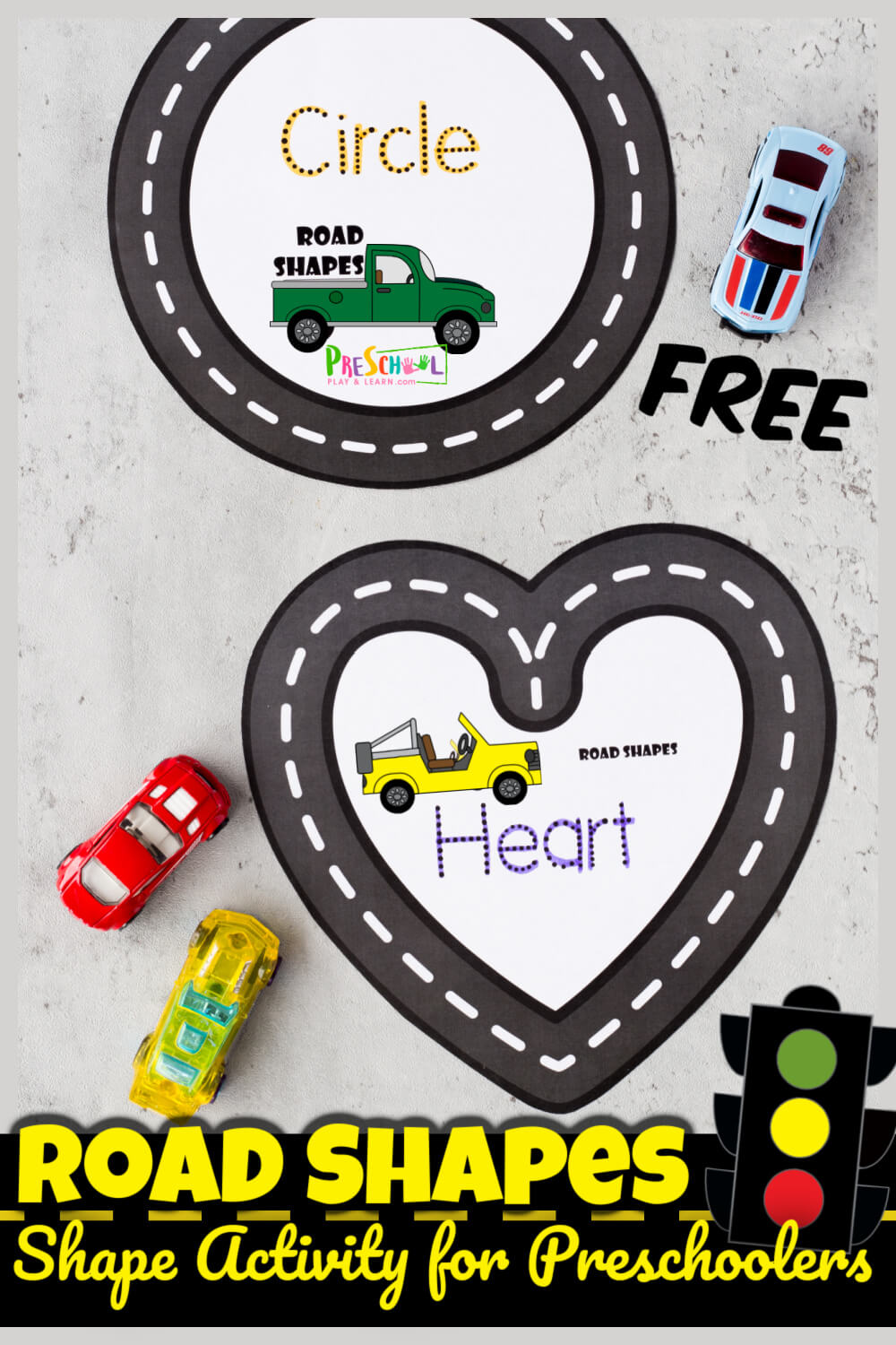 🚗 FREE Printable Road Shape Mats - Shapes Activity for Preschoolers