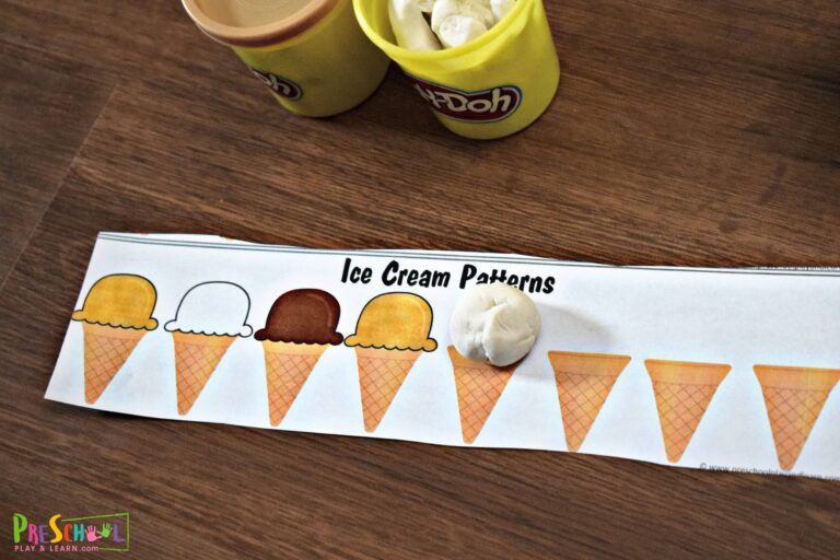 FREE Playdough Ice Cream Patterns Printable for Kids
