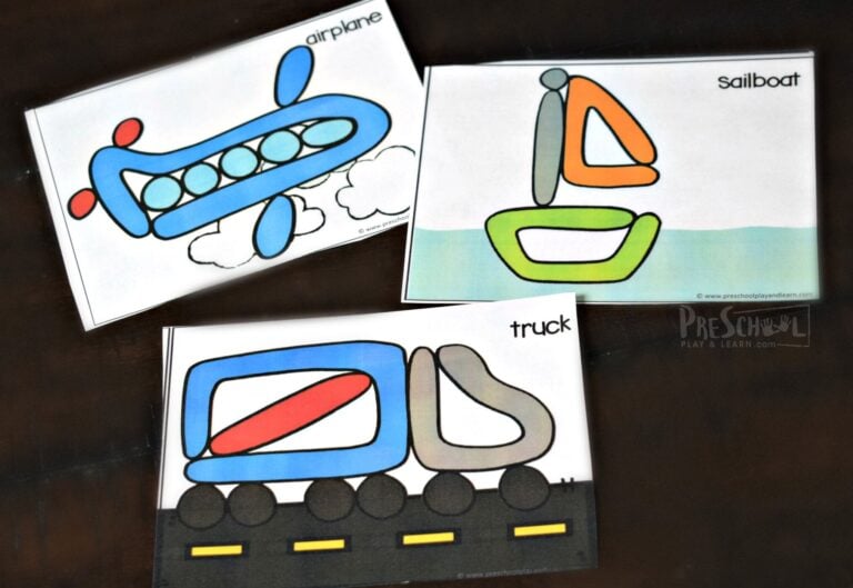 FREE Printable Transportation Playdough Mats