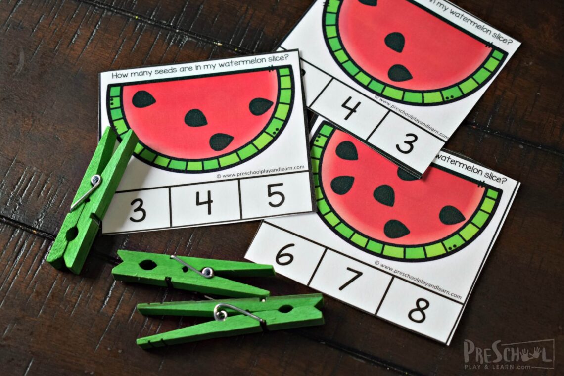🍉 FREE Watermelon Count to 10 Clip Cards