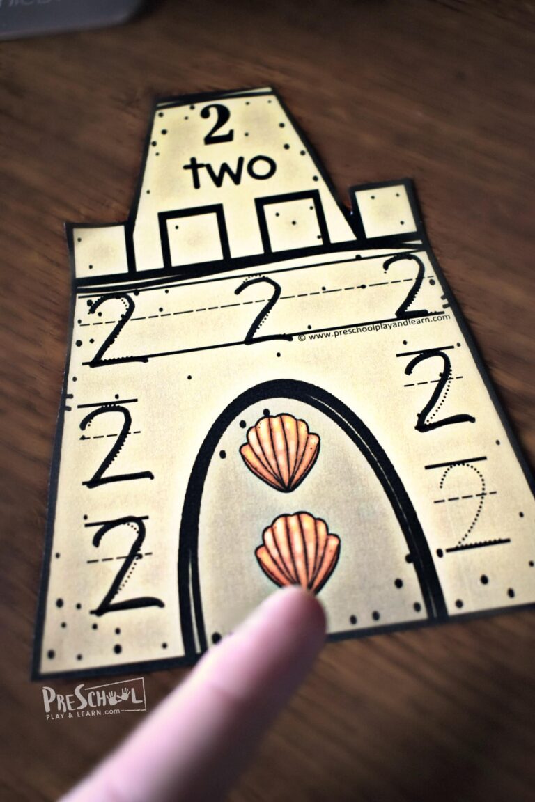Sandcastle Number Tracing Summer Worksheets Preschool
