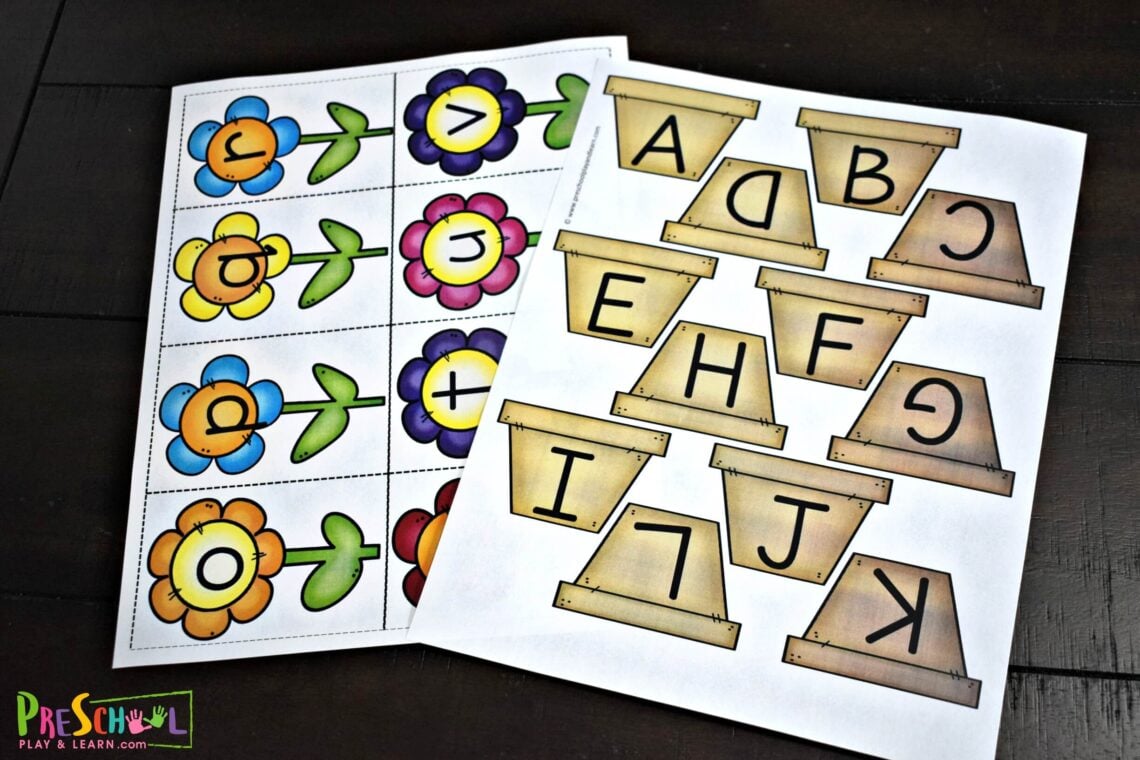 Flower Upper and Lower case Alphabet Letter Matching Printable Activity