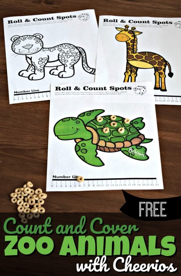 Count & Cover - Cheerio Animal Math Activities for Preschoolers