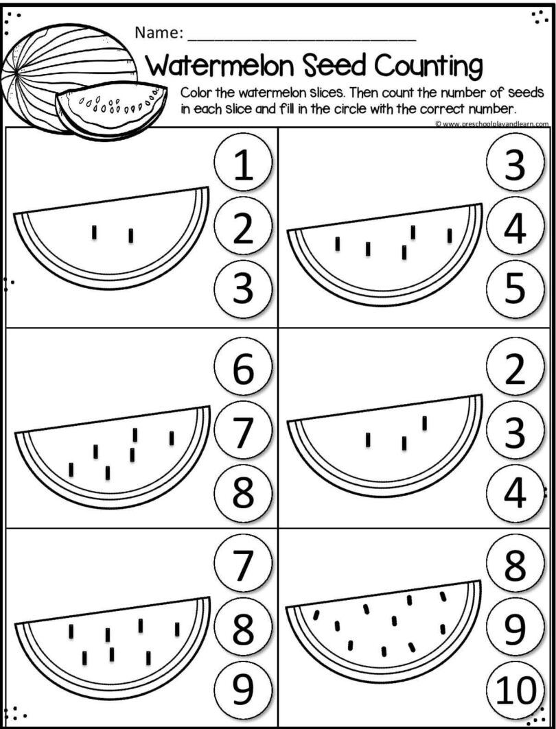 FREE Preschool Summer Math Worksheets FREE Preschool Summer Math Worksheets