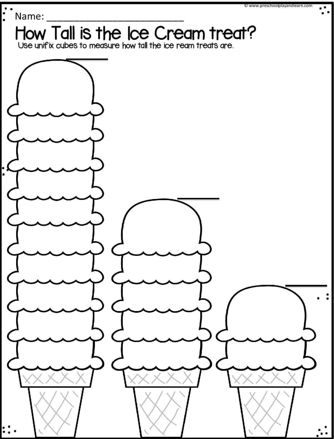 🍦 FREE Printable Summer Math Worksheets for Preschool