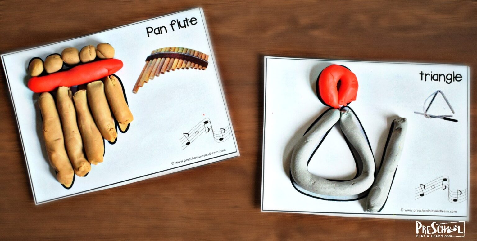 🎺 FREE Printable Instruments for Kids Playdough Mats Activity
