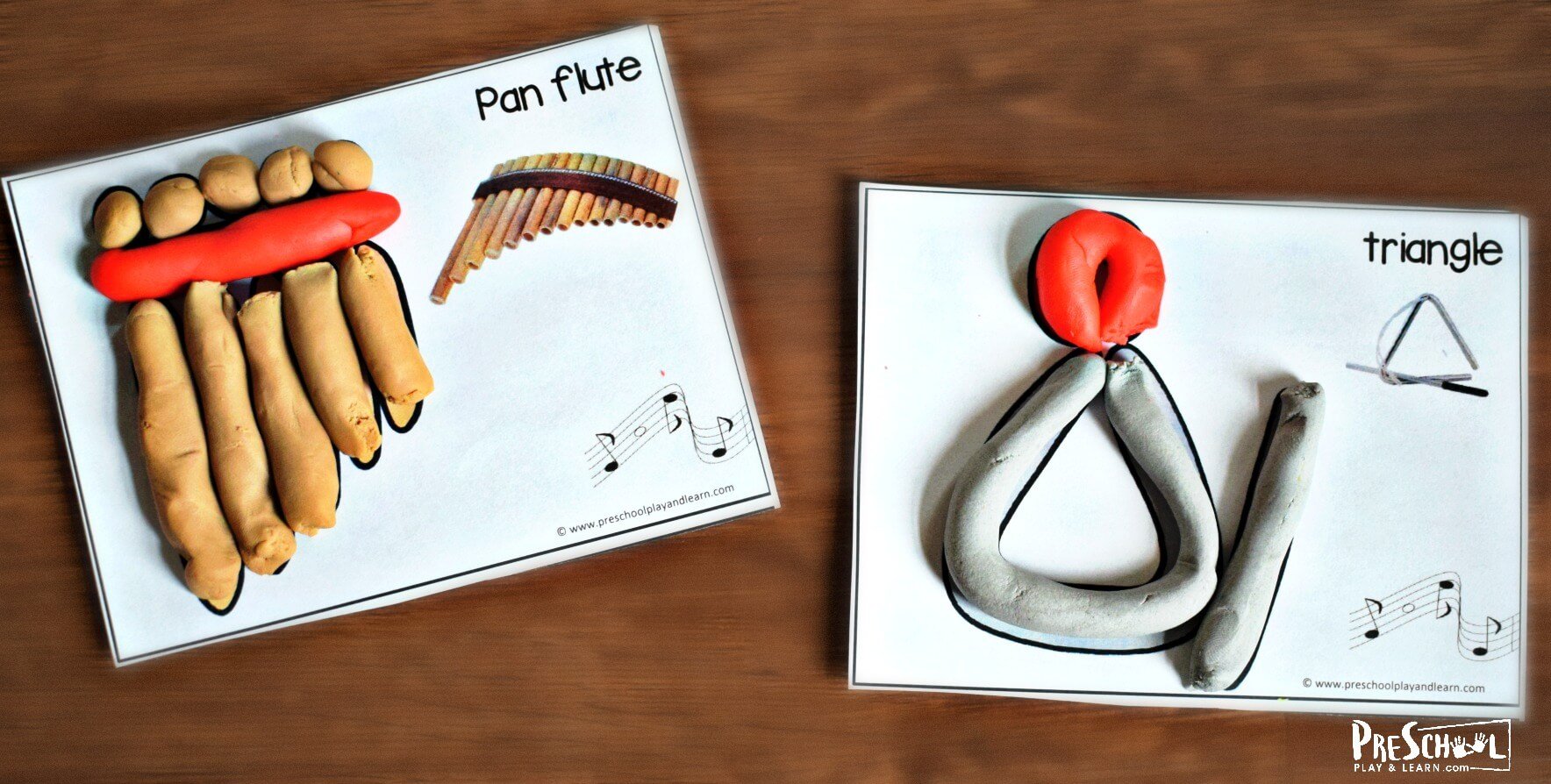 🎺 FREE Printable Instruments for Kids Playdough Mats Activity