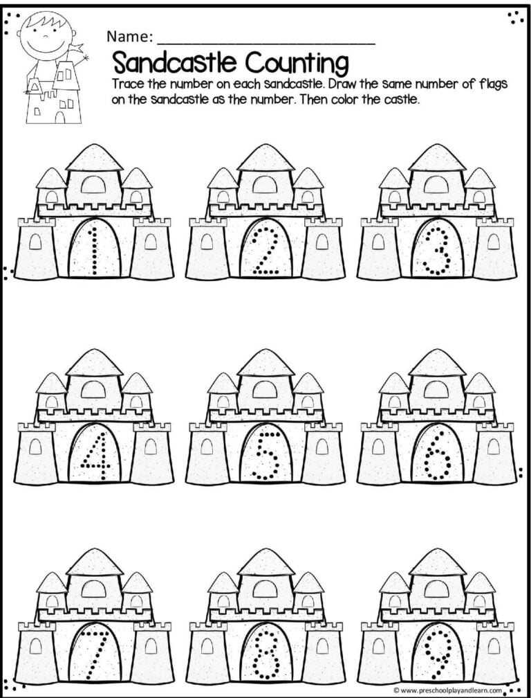 🍦 FREE Printable Summer Math Worksheets for Preschool
