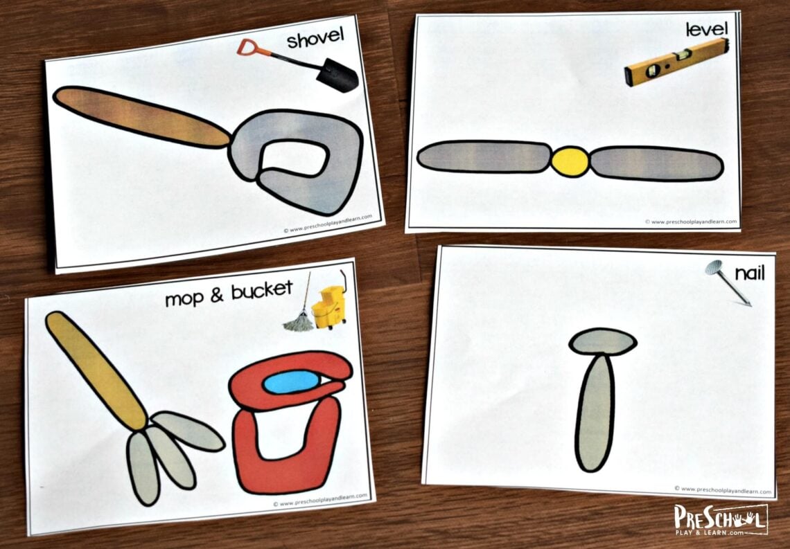 🔧 FREE Printable Tools Playdough Mats