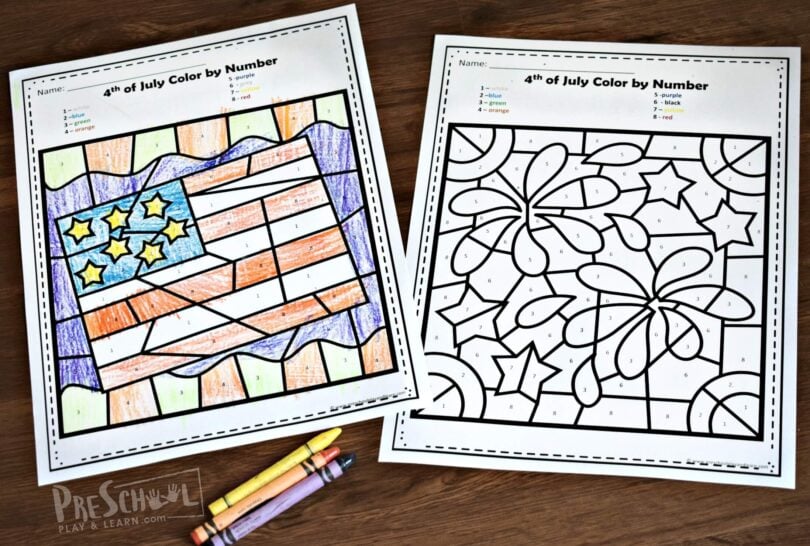 FREE 4th of July Color by Number Printable Worksheets