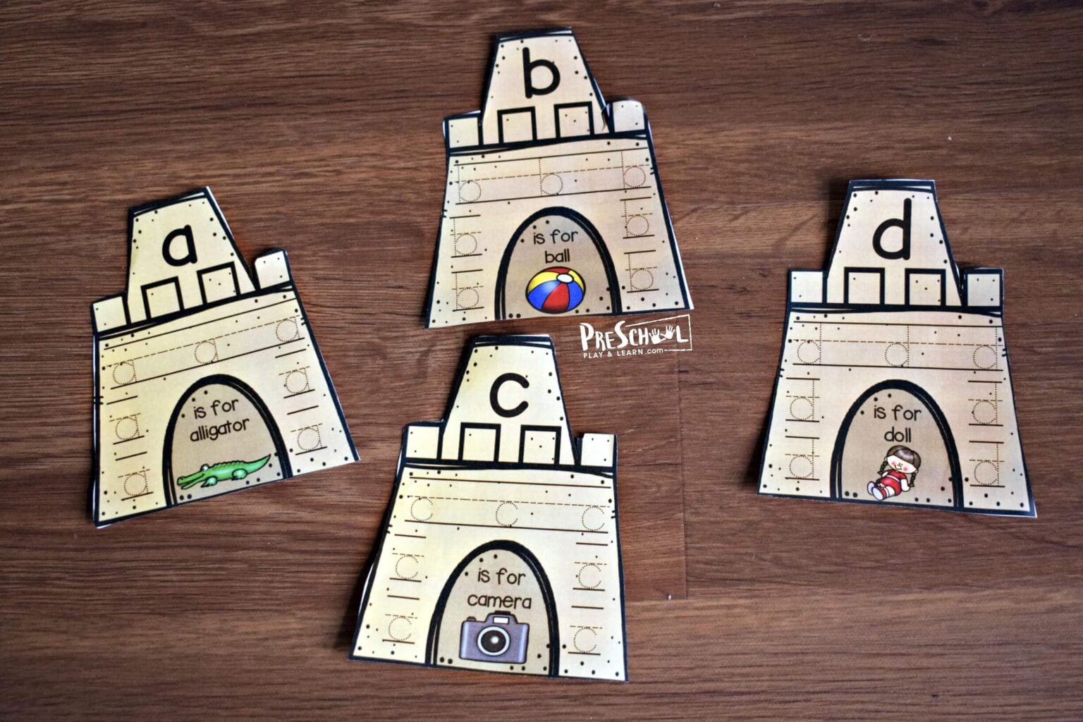 FREE Summer Sandcastle Letter Tracing Activities for Preschoolers