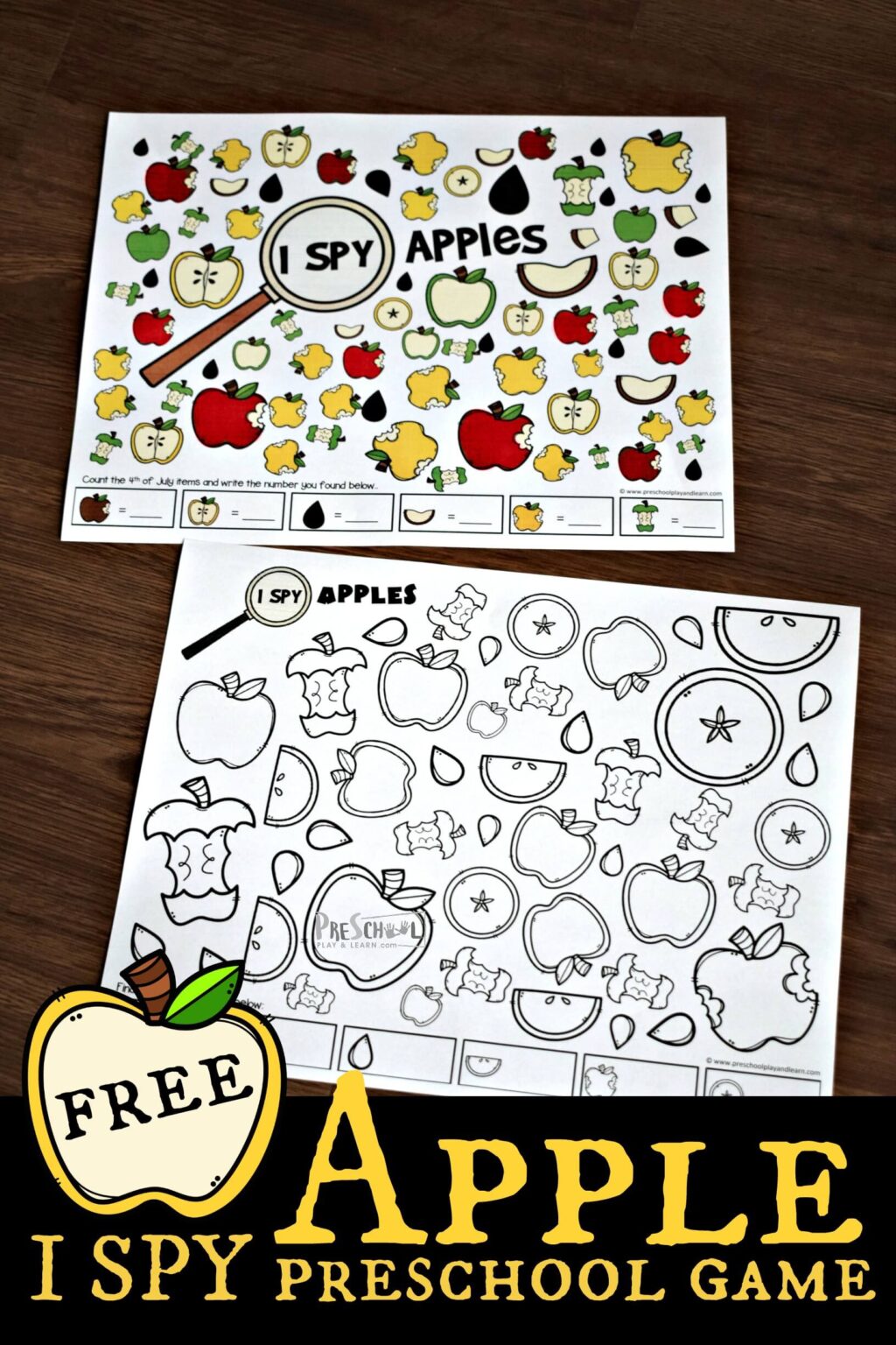 🍎 Count to 10 Apple Playdough Mats FREE Printable Activity