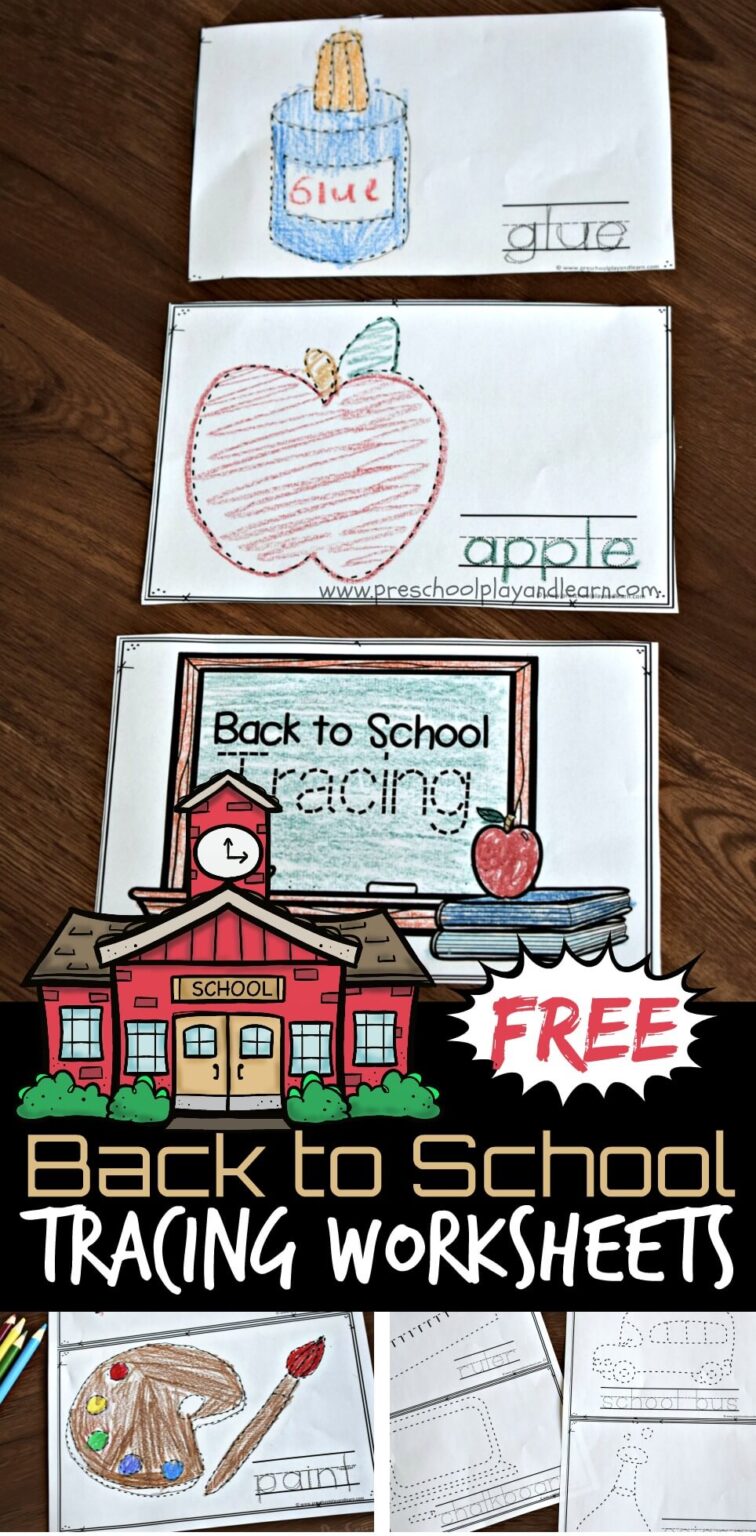 FREE Printable School Supplies Tracing Worksheet