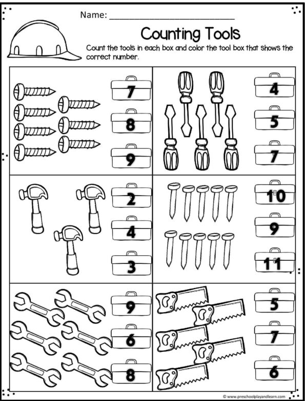Construction Worksheets For Kids