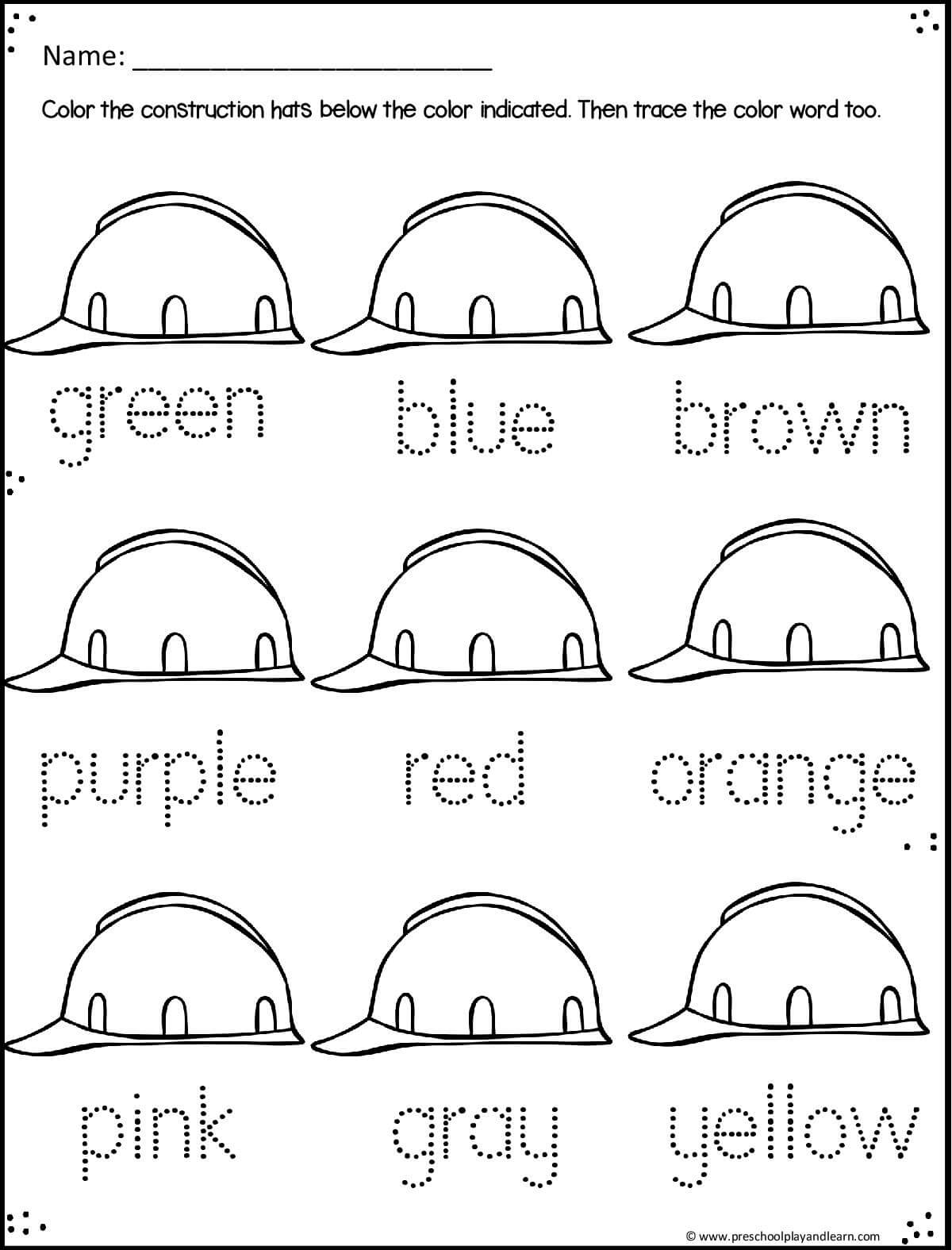 🚧 FREE Preschool Construction Theme Printable Worksheets