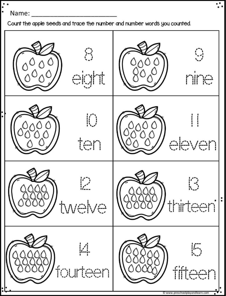 FREE Printable Apple Worksheets for Preschool and Kindergarten