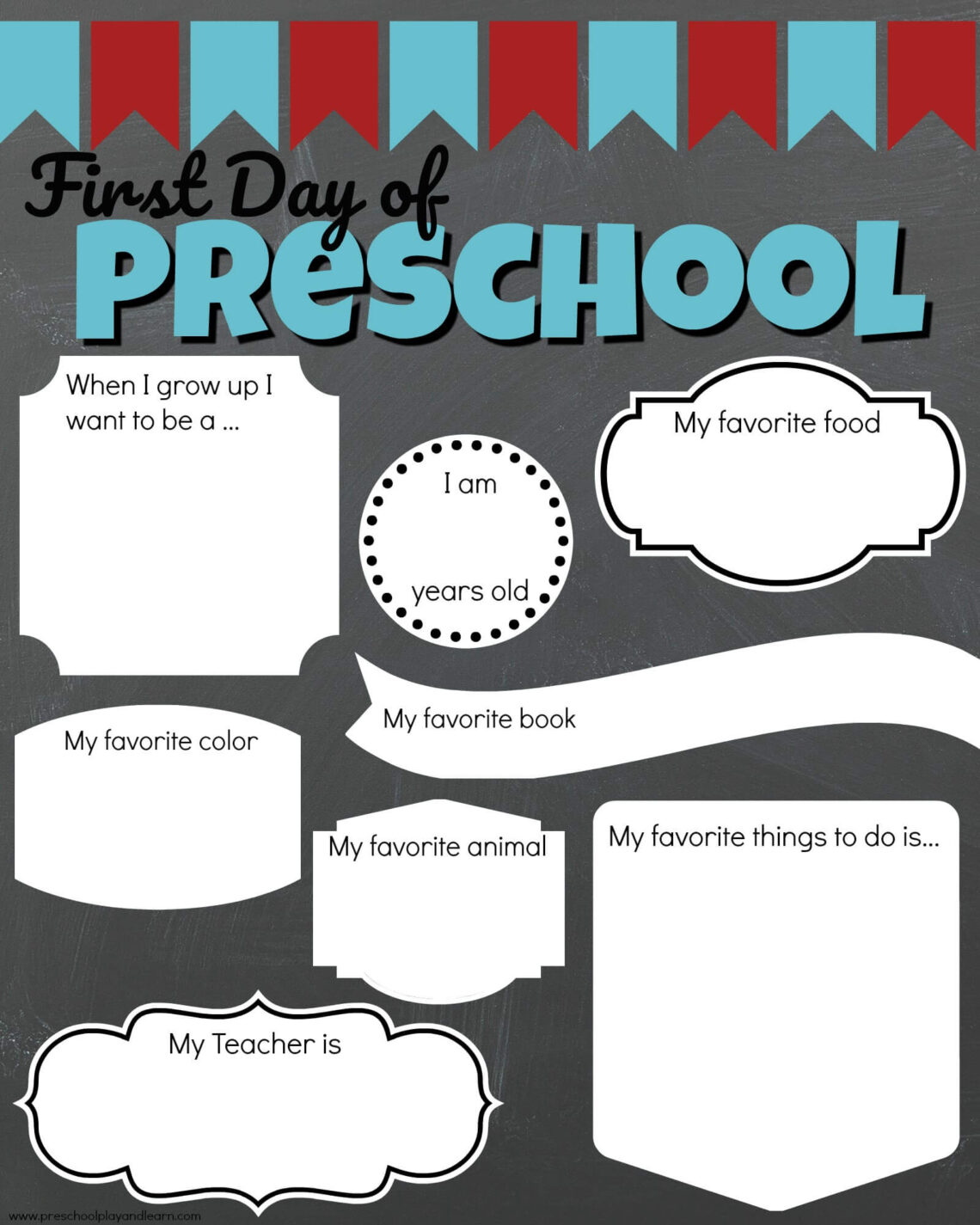 FREE Printable First Day of Preschool Signs