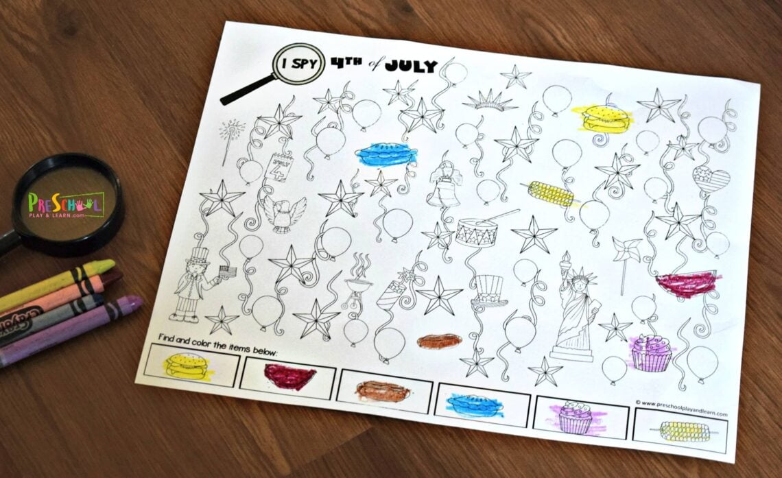 🦅 FREE 4th of July I Spy Printable Worksheets
