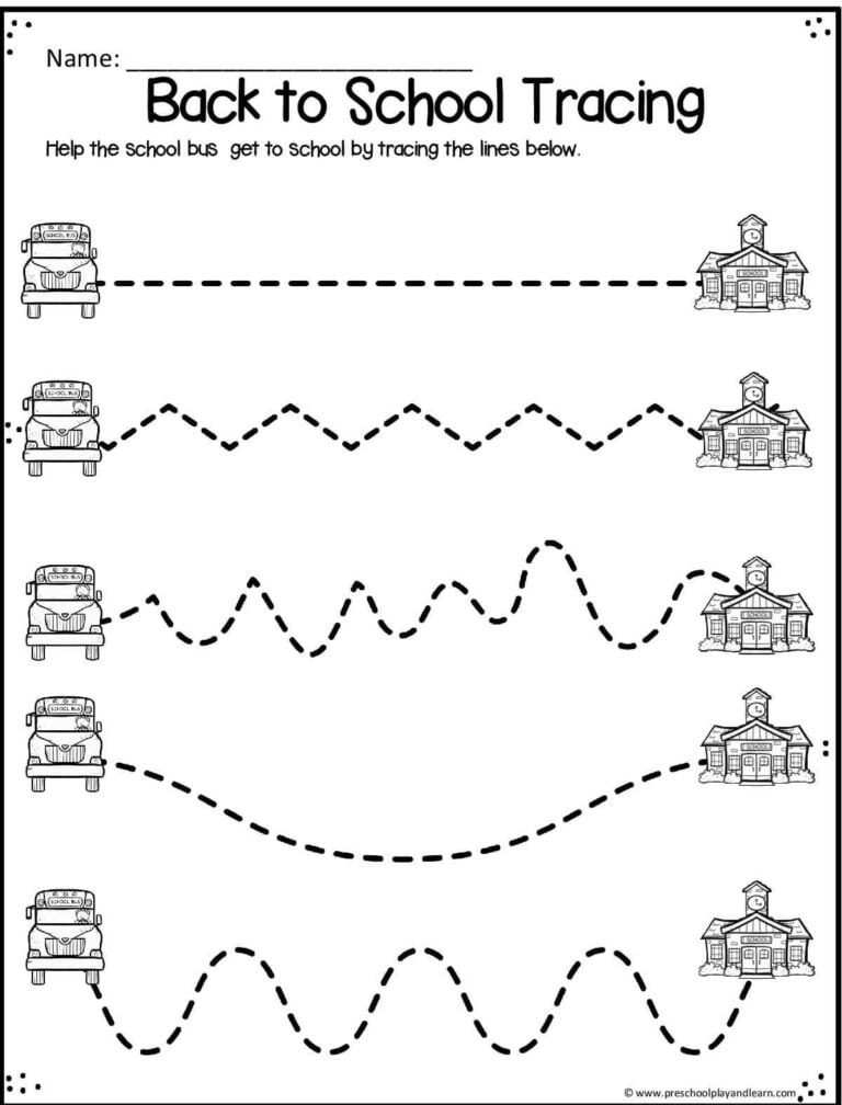 FREE Printable Back to School Pre-K Worksheets