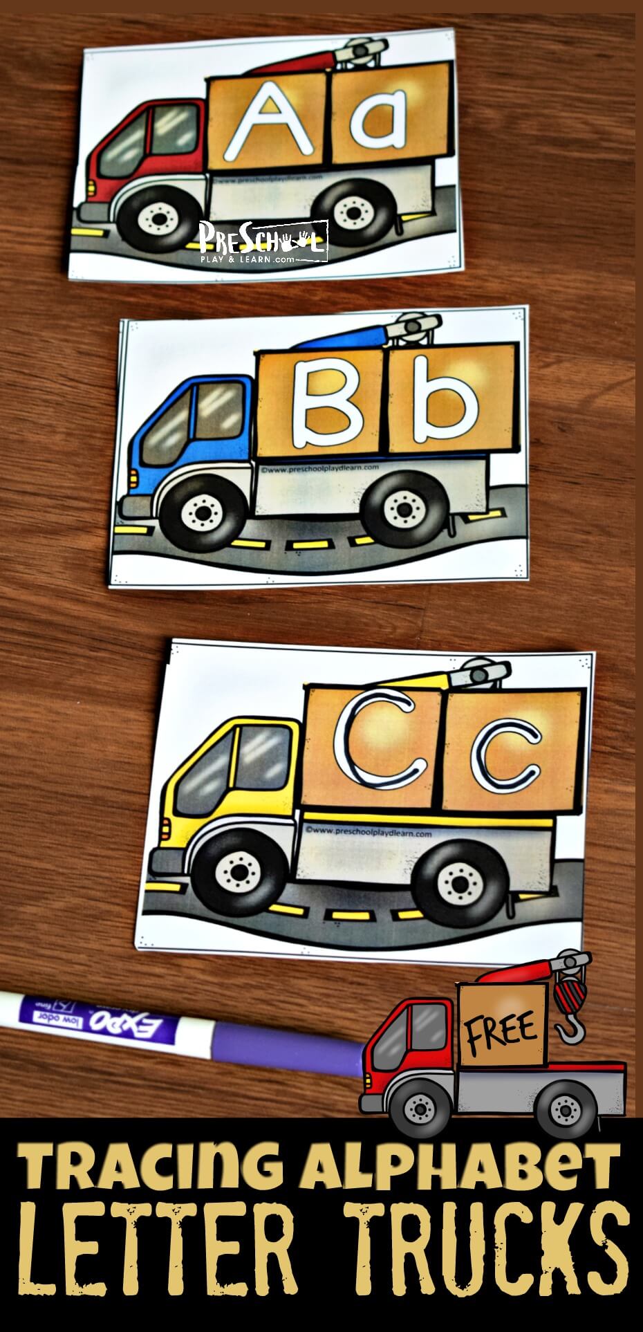 FREE Construction Tracing & Matching Upper and Lowercase Letters