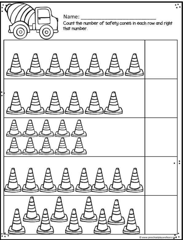 🚧 FREE Preschool Construction Theme Printable Worksheets