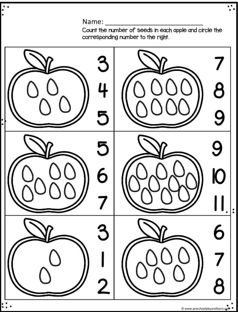 FREE Printable Apple Worksheets for Preschool and Kindergarten