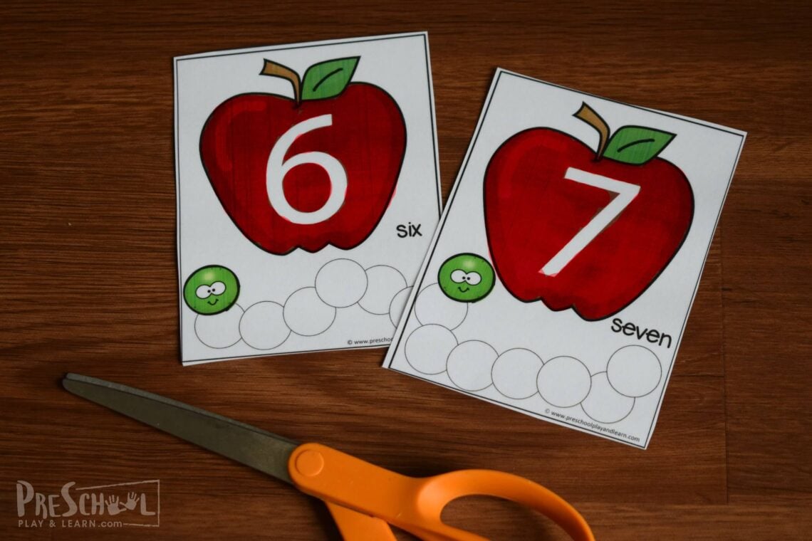 FREE Count to 10 Apple Playdough Mats