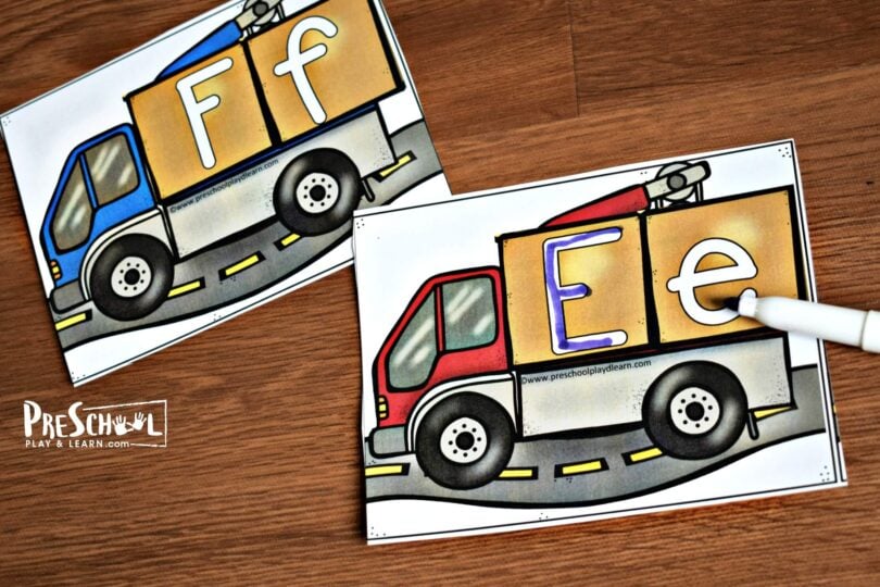 FREE Construction Tracing & Matching Upper and Lowercase Letters