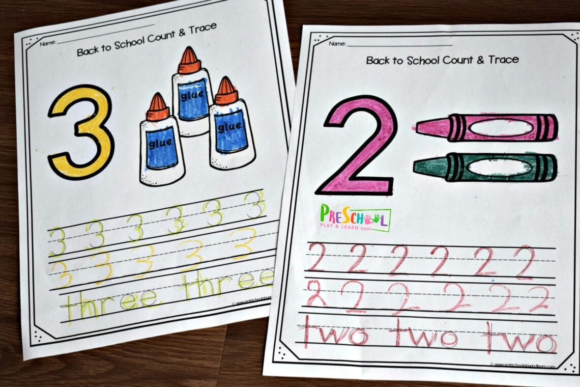 ️ FREE Back to School Preschool Number Worksheets 1-10