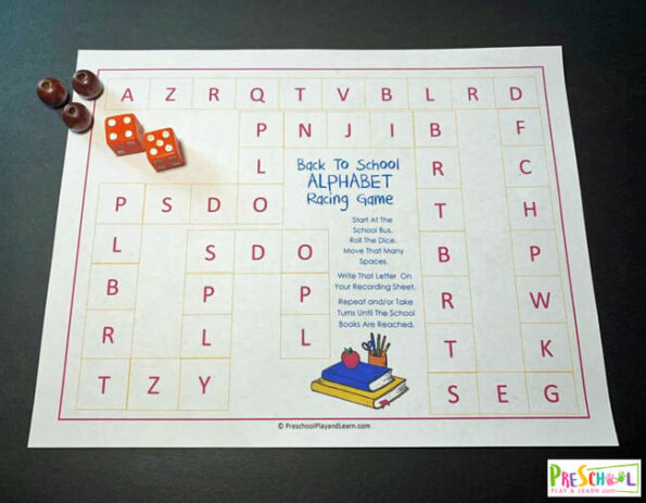 FREE Printable Back to School Alphabet Race Game