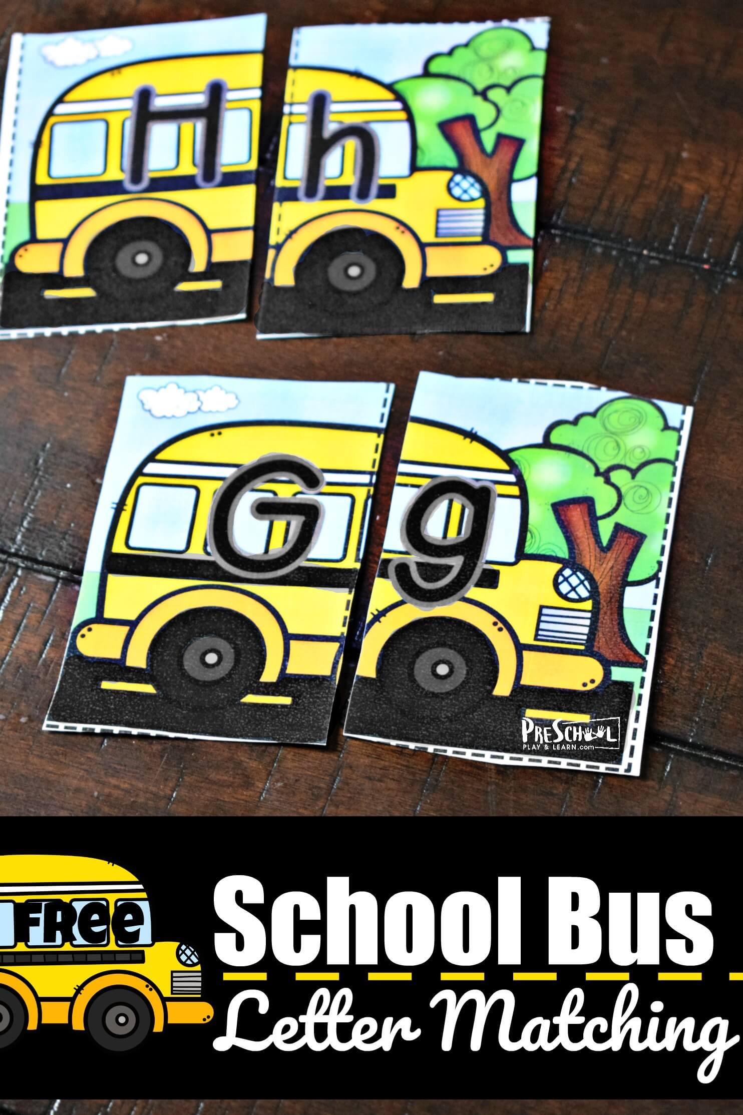 Back to School Buses - Free Printable Alphabet Matching Activity