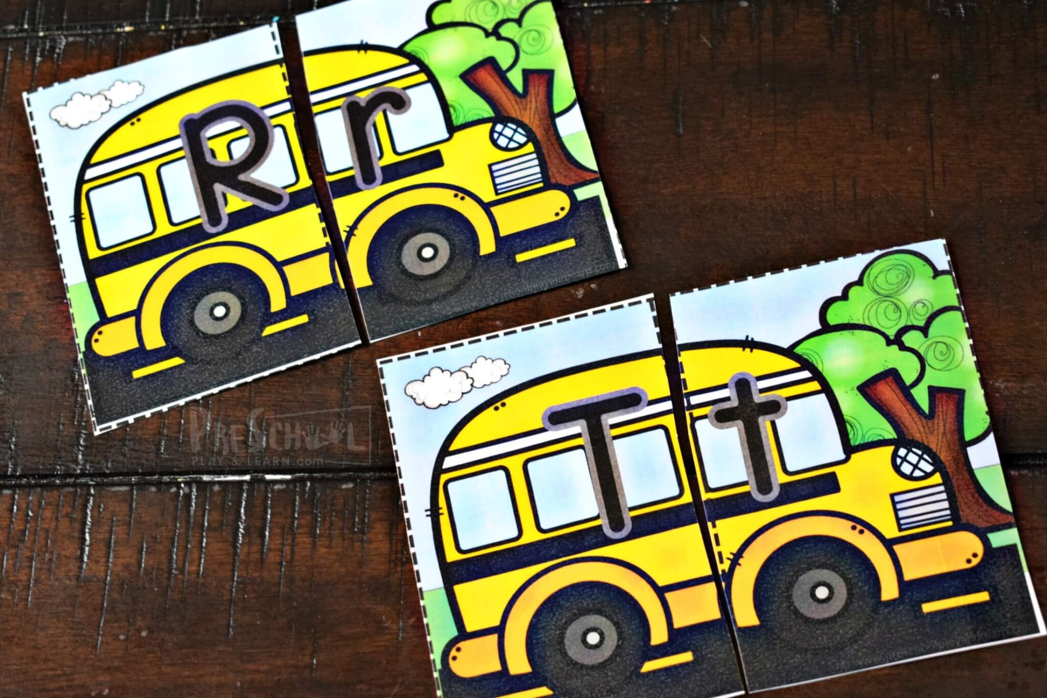 Back to School Buses - Free Printable Alphabet Matching Activity