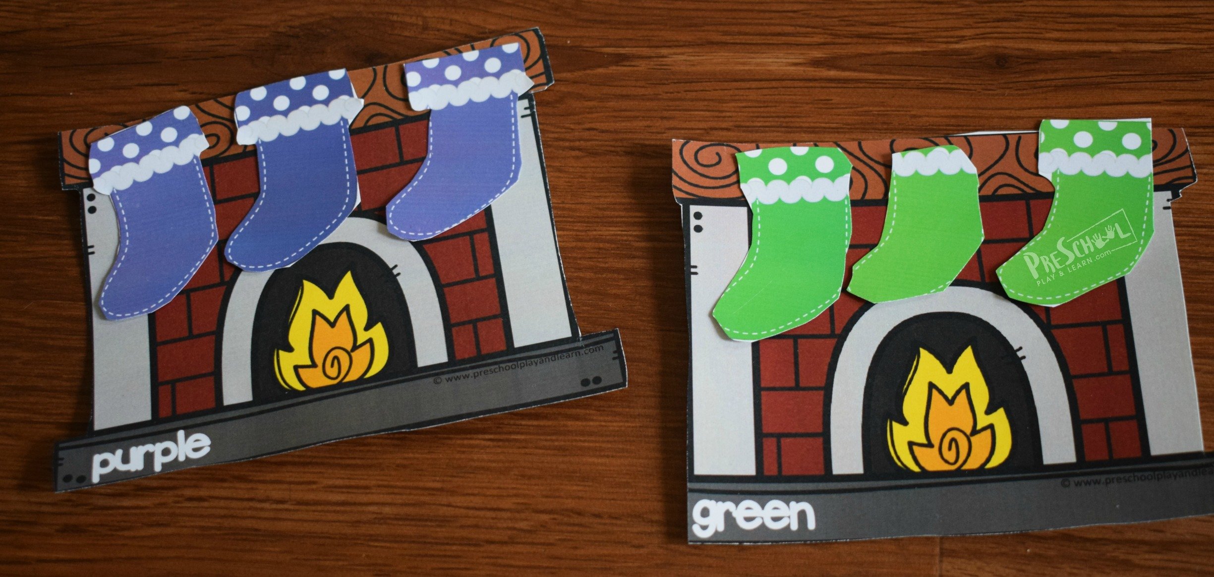 Christmas Math Games for Preschoolers- Matching Color Game