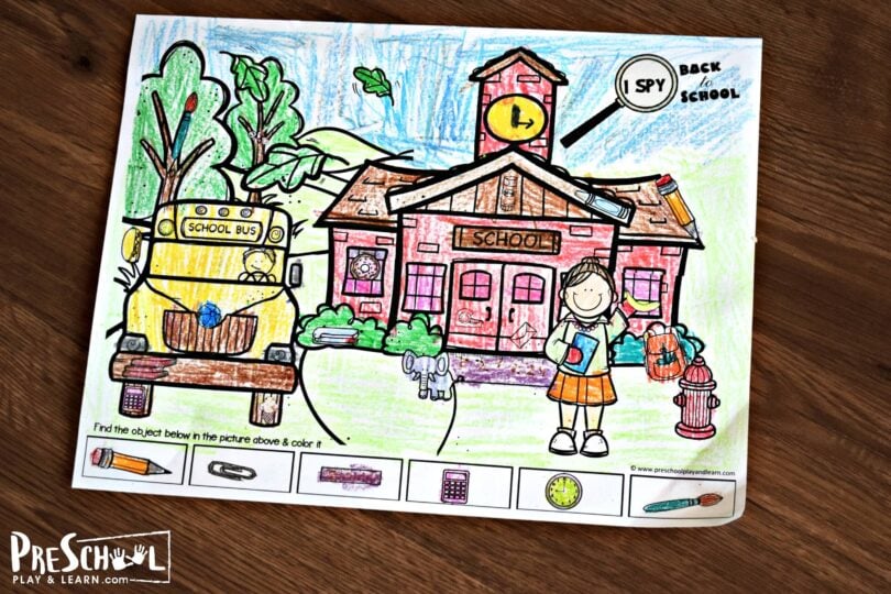 FREE Printable I Spy Back to School Worksheets